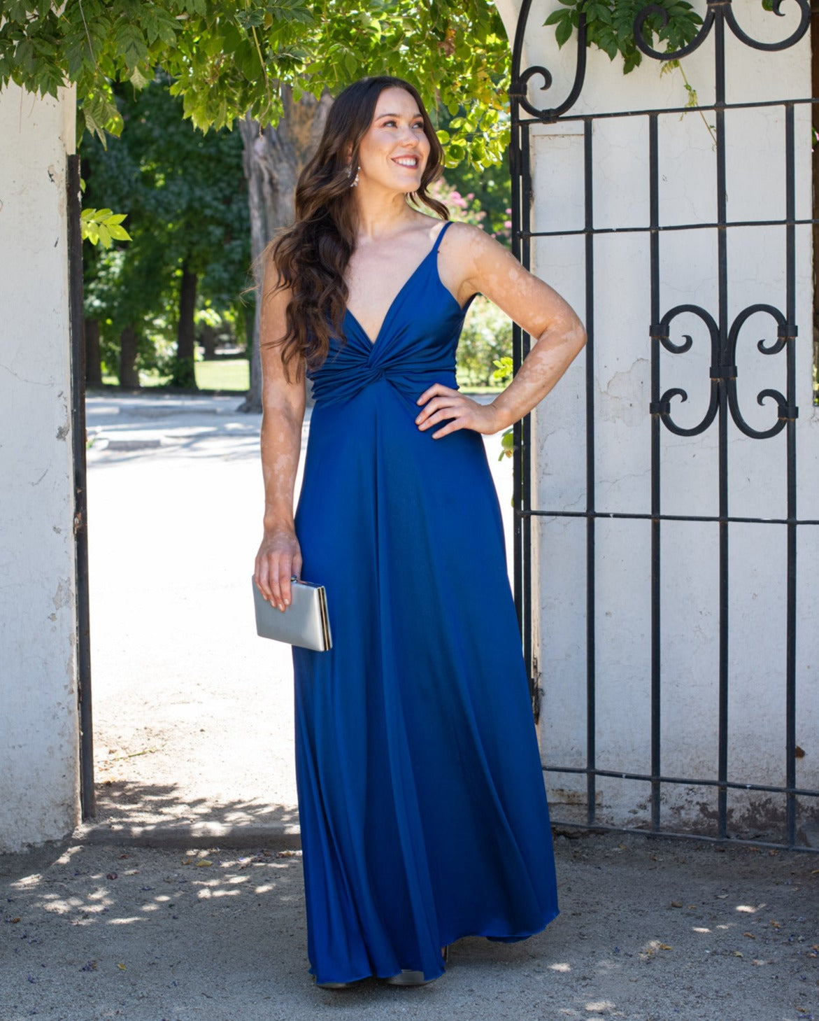 Vestido Largo de Fiesta Nudo Azul Royal – MI PLACARD
